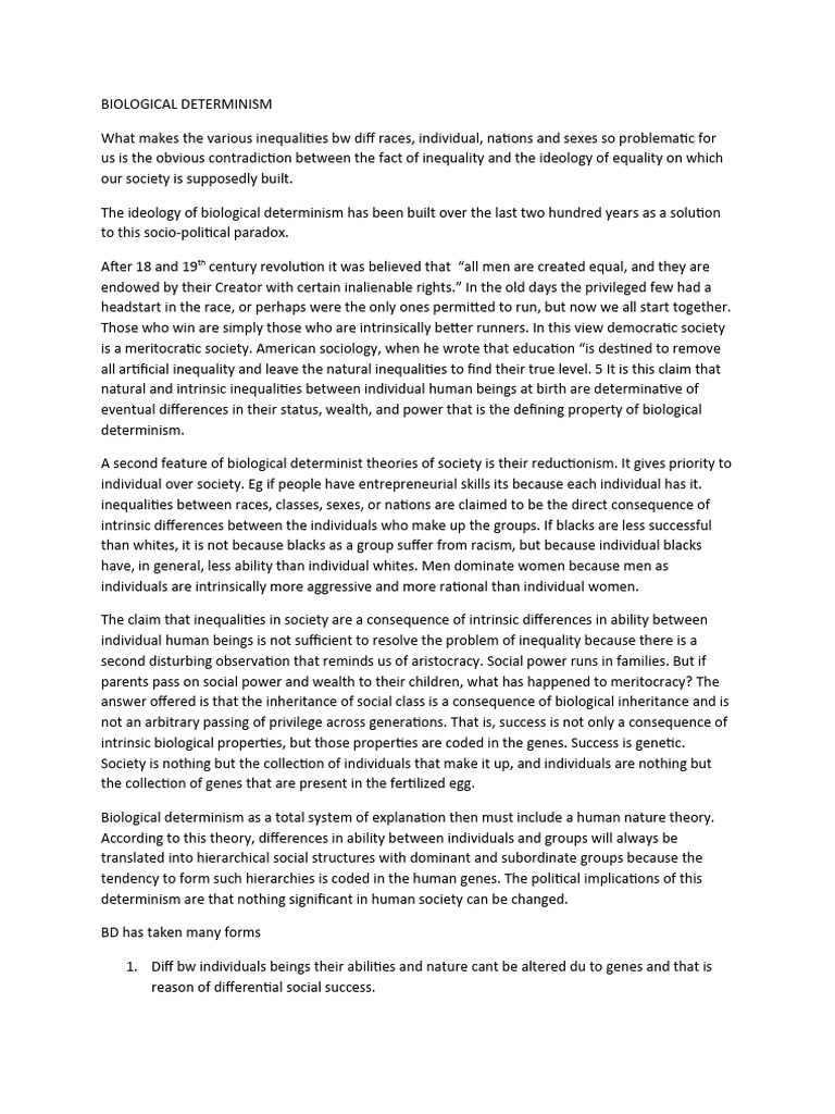 Biological Determinism | PDF | Intelligence Quotient | Evolution