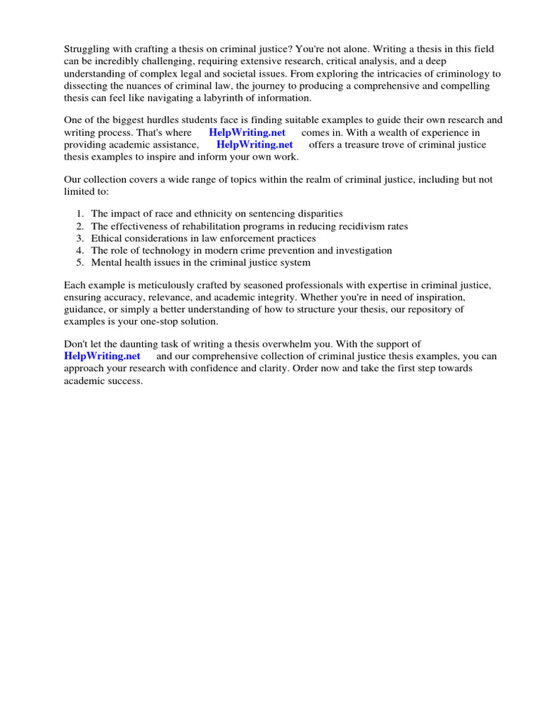 Criminal Justice Thesis Examples | PDF