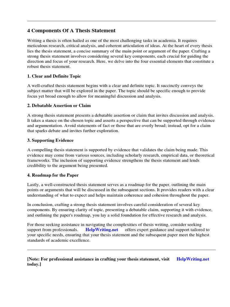 4 Components of A Thesis Statement | PDF | Thesis | Essays
