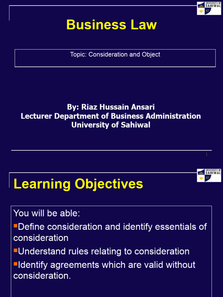 Essentials of Consideration in Business Law | PDF | Consideration ...