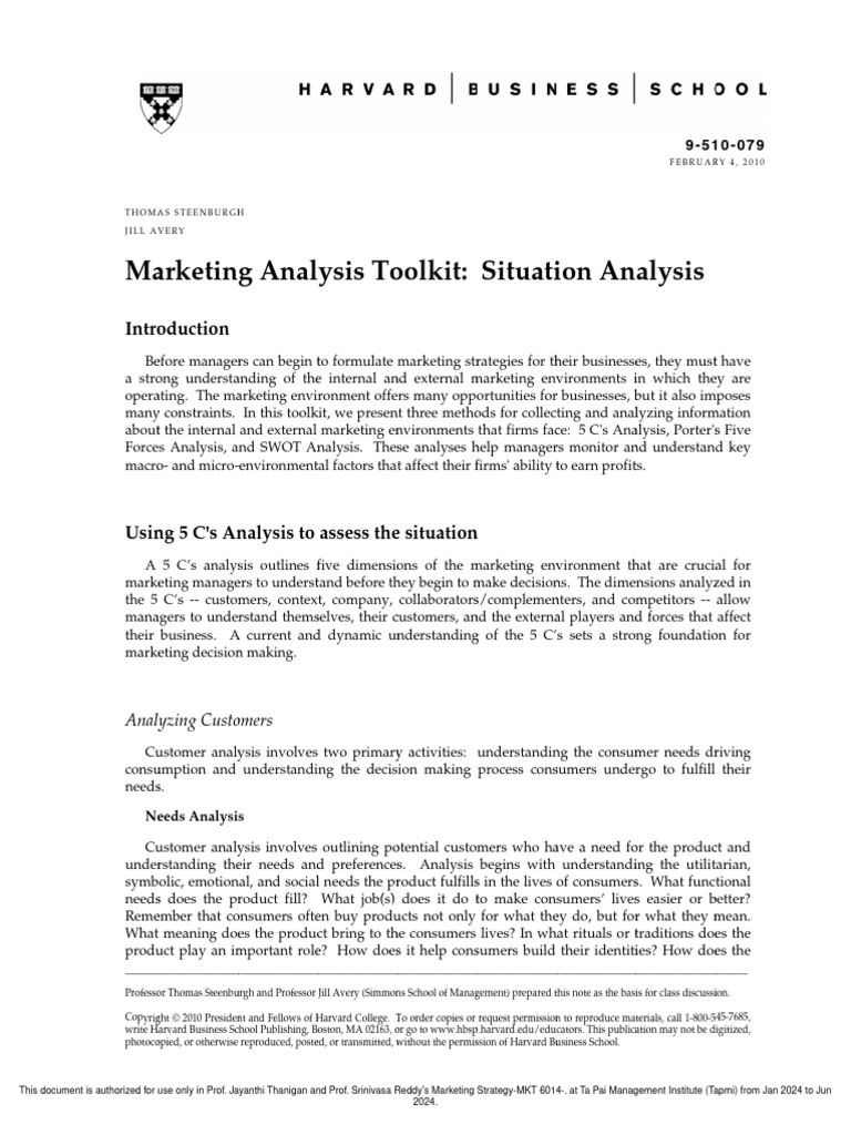 Marketing Analysis Toolkit Overview | PDF | Competitive Advantage ...
