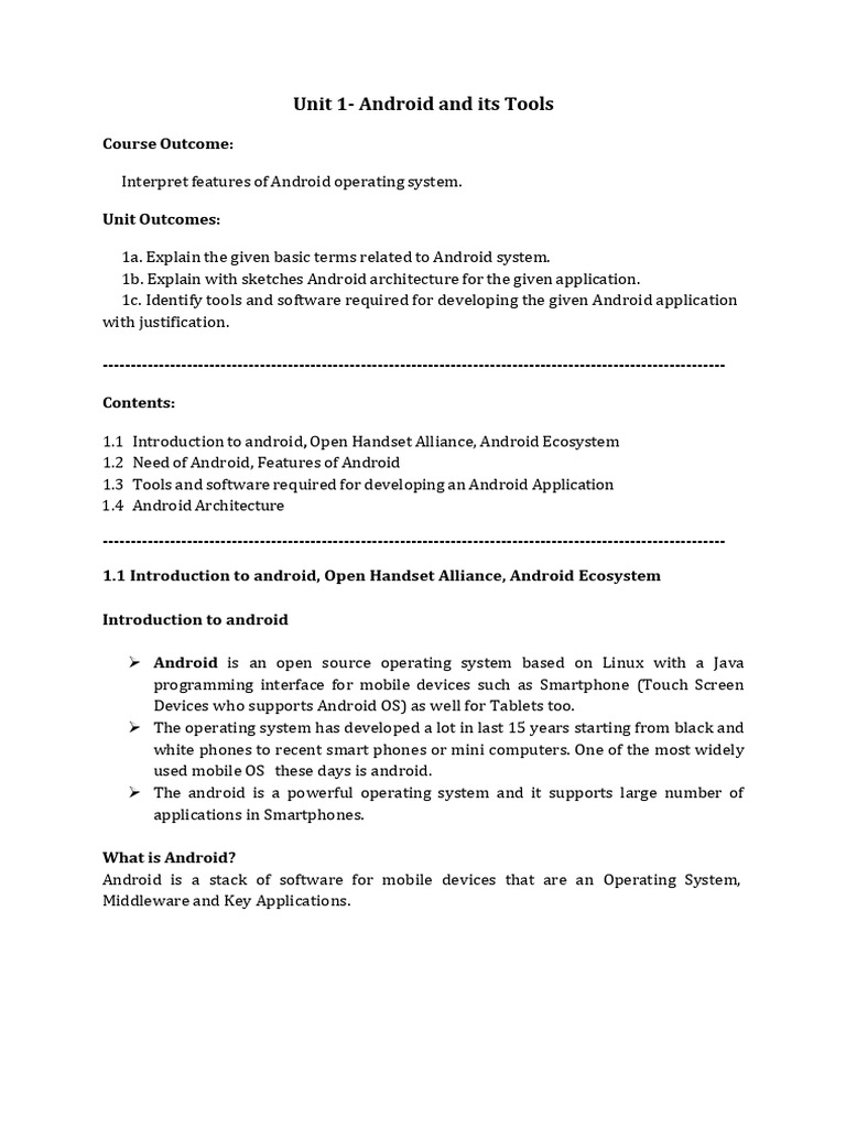 Unit-1-Android-And-Its-Tools MAD | PDF | Android (Operating System ... Unit-1-Android-And-Its-Tools MAD | PDF | Android (Operating System ...
