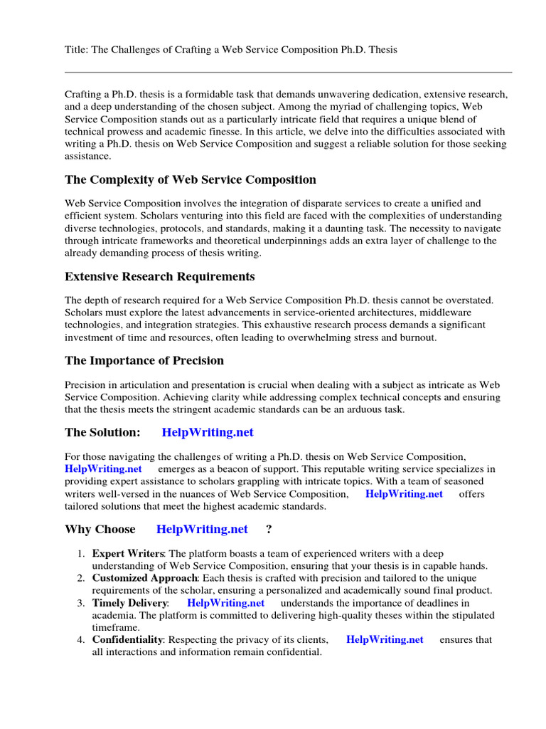 Web Service Composition PHD Thesis | PDF | World Wide Web | Internet & Web