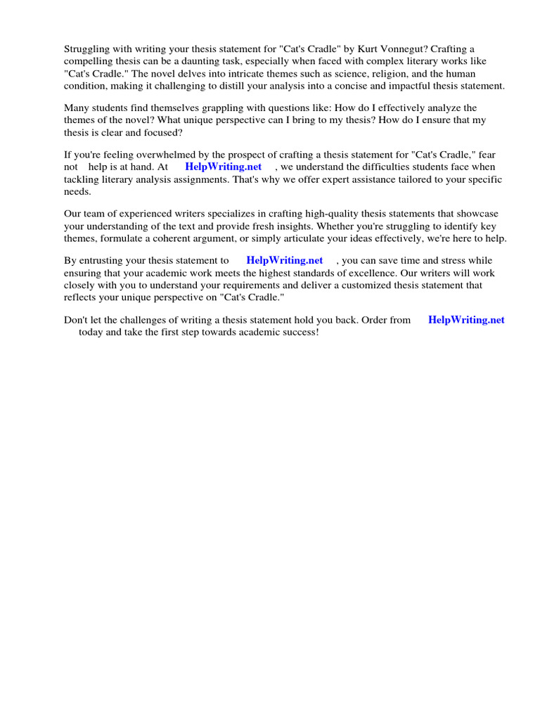 Thesis Statements For Cats Cradle | PDF | Philosophy | Science ...