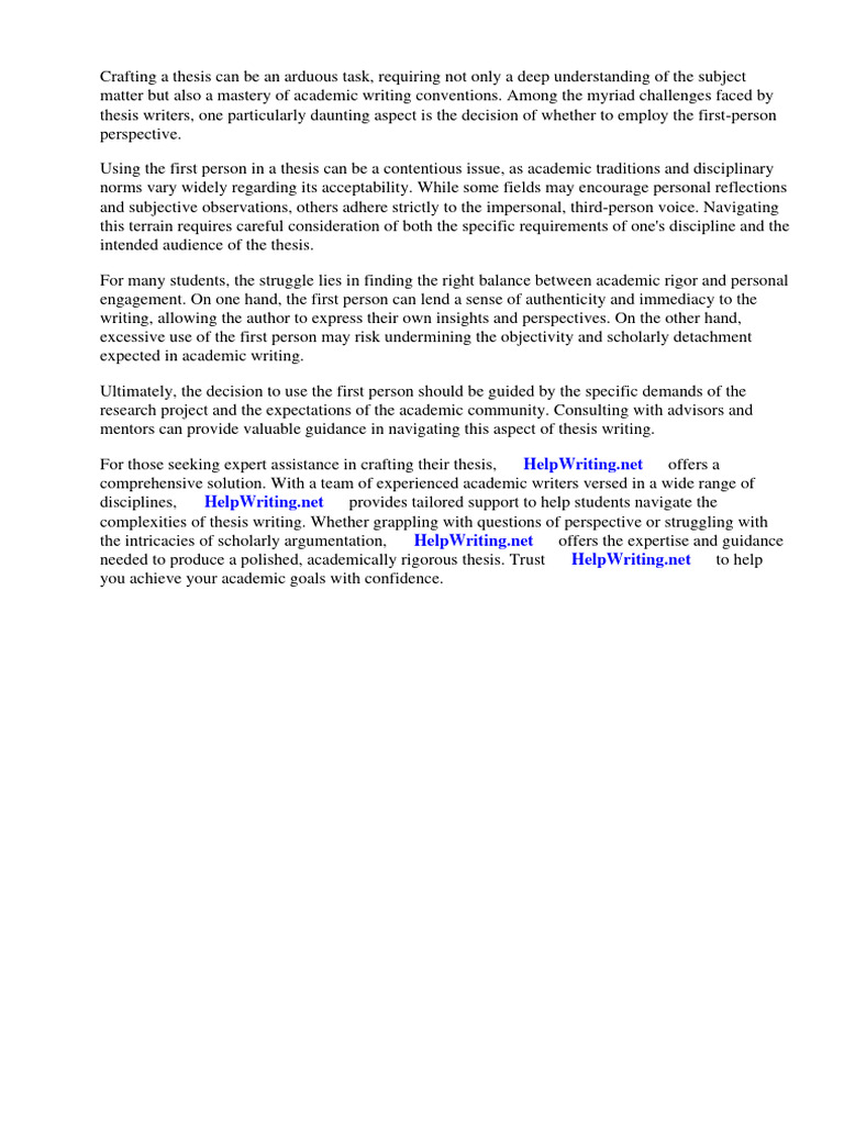 Using First Person in Thesis | PDF | Essays | Thesis