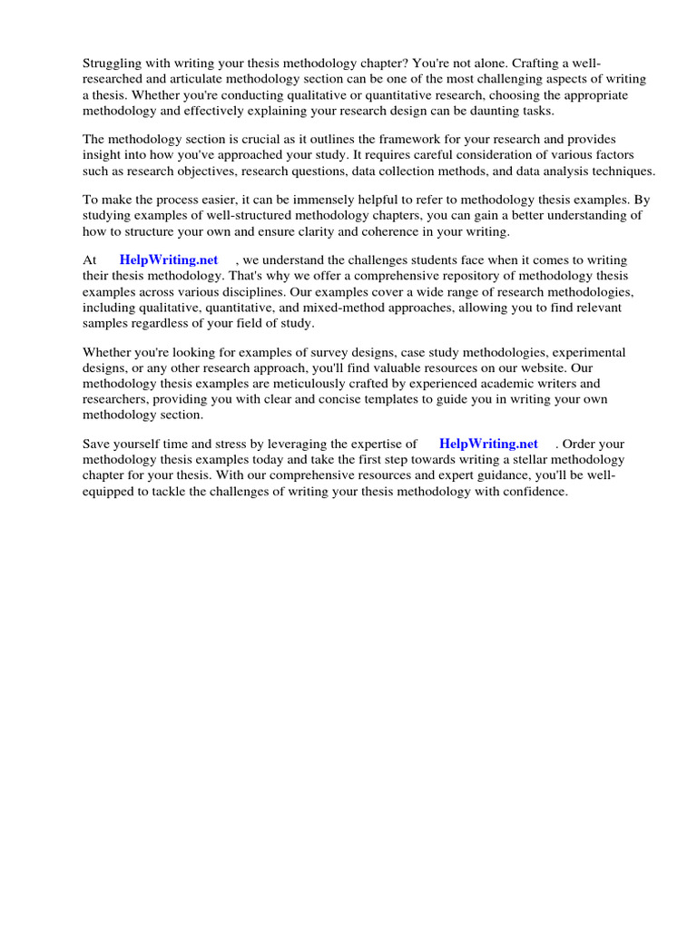 Methodology Thesis Examples | Download Free PDF | Methodology | Thesis