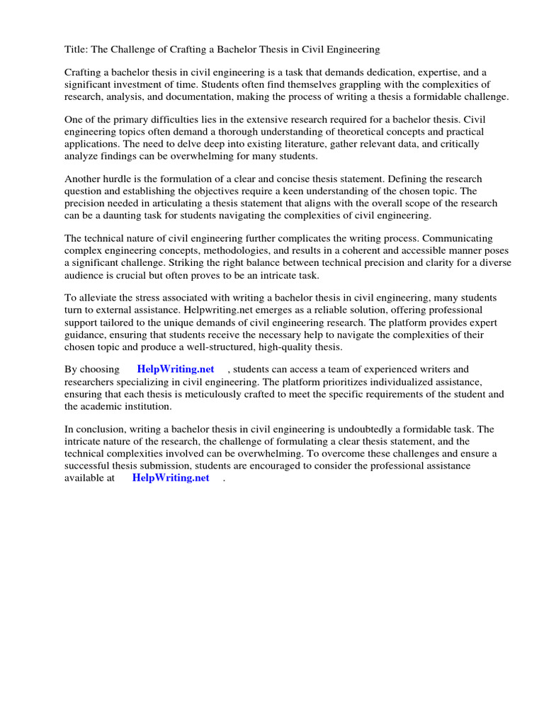 Bachelor Thesis Civil Engineering | PDF | Thesis | Engineering