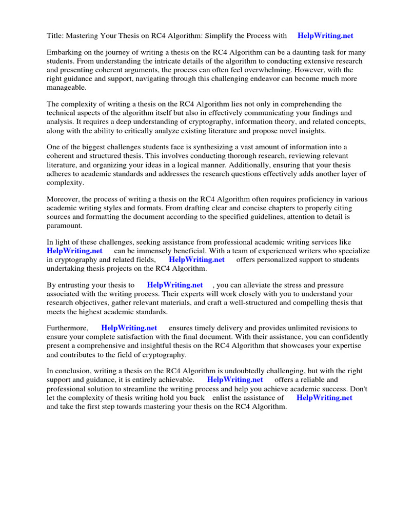 Thesis On Rc4 Algorithm Pdf Cryptography Encryption
