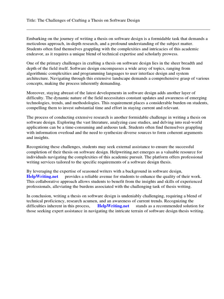 Thesis On Software Design | PDF | Thesis | Thought