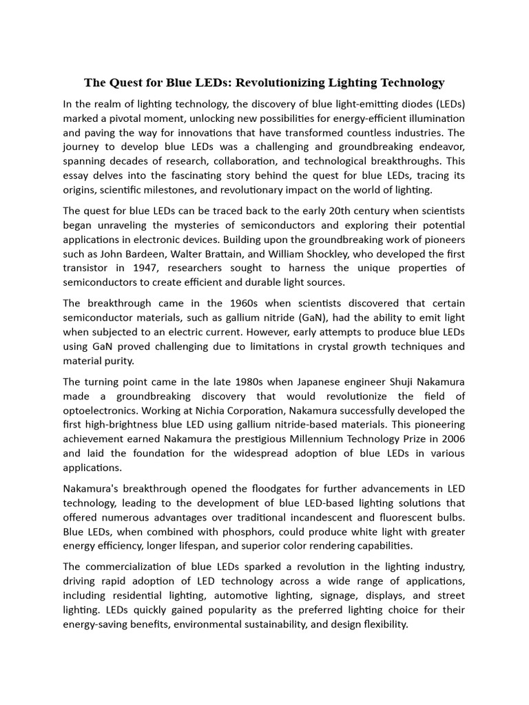 The Impact of Blue LEDs on Lighting | PDF | Light Emitting Diode | Lighting