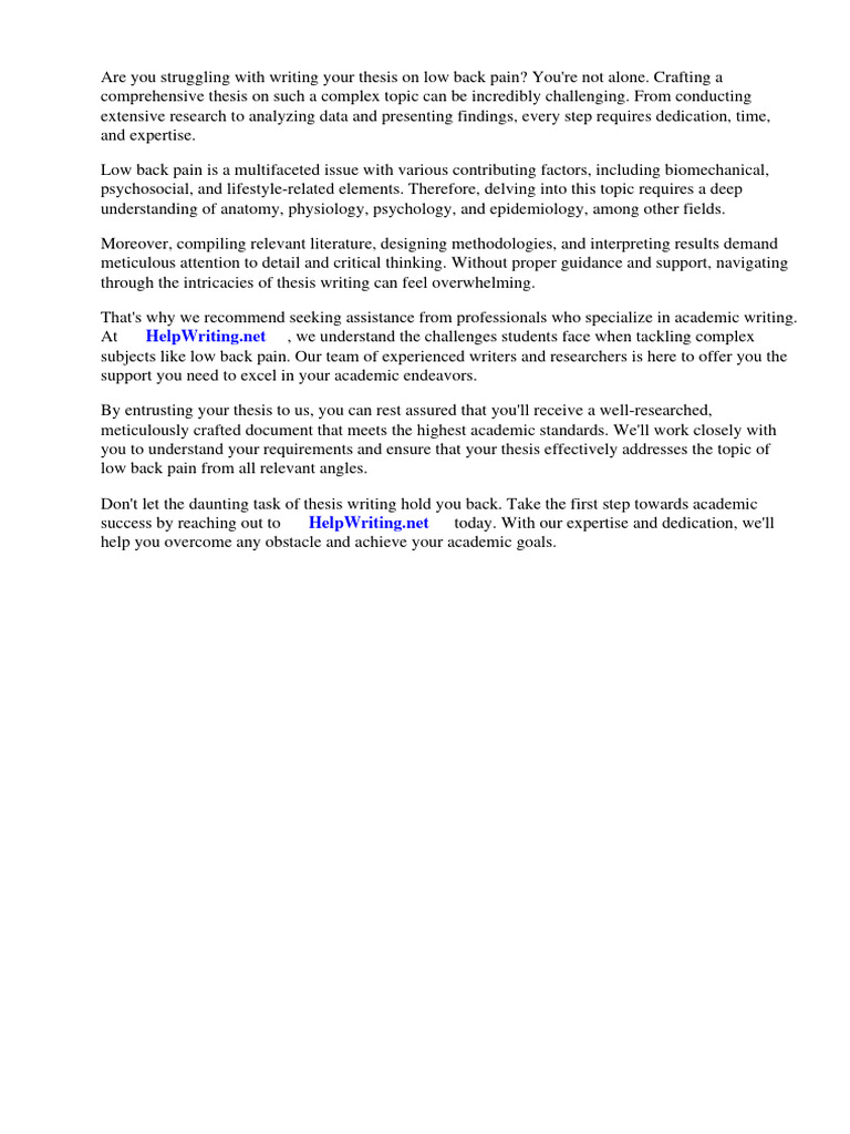 Thesis Low Back Pain | PDF | Low Back Pain | Back Pain