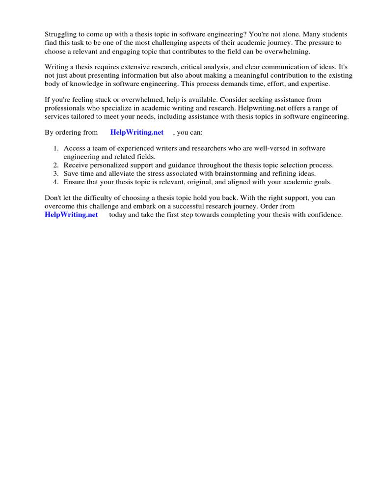 Thesis Topics in Software Engineering | Download Free PDF | Engineering ...