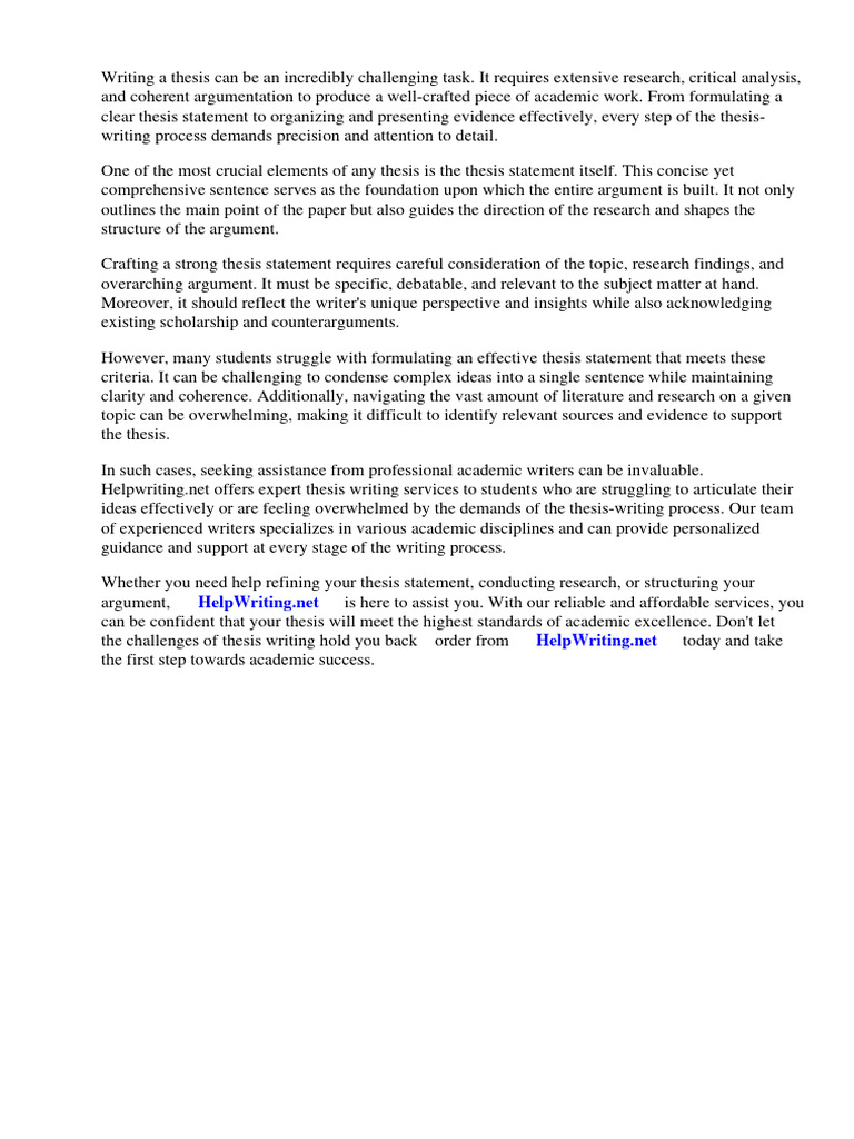 Crafting an Effective Thesis Statement | PDF