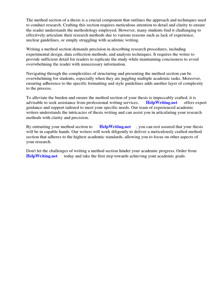 How To Write Method Section of Thesis | PDF | Methodology | Survey Methodology