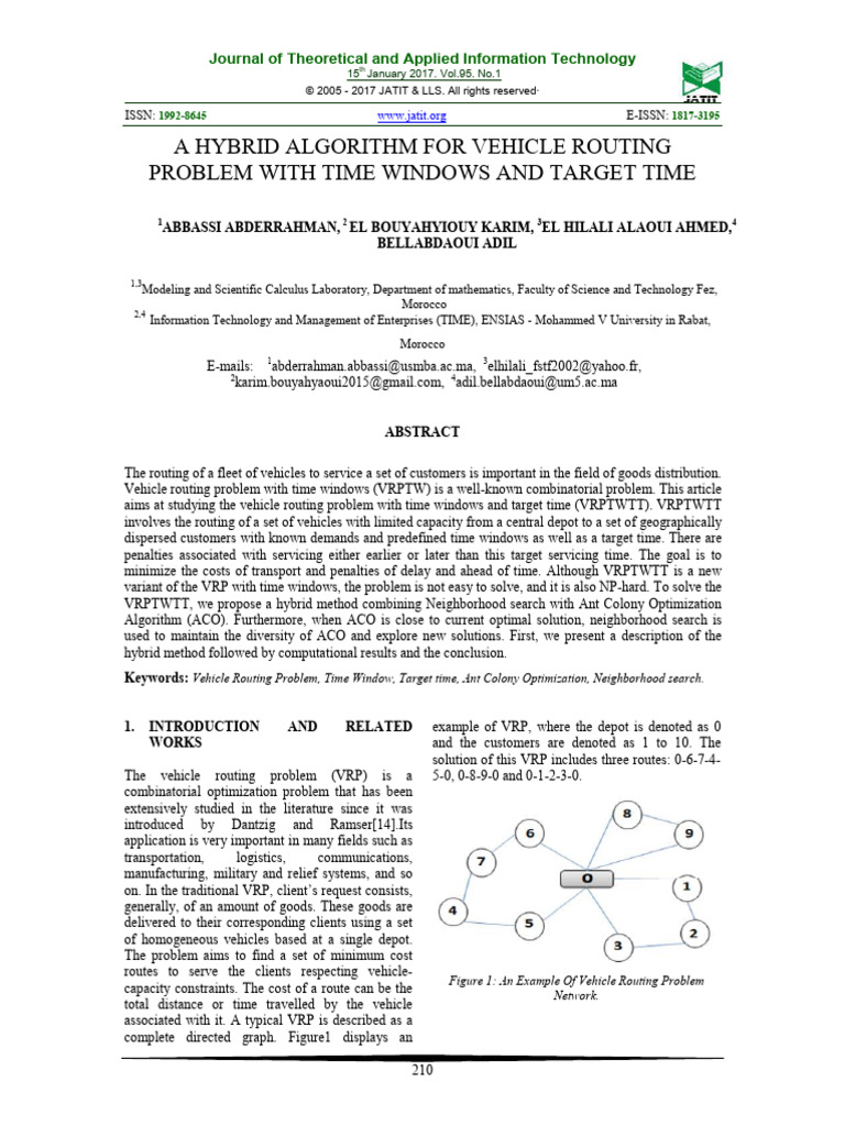 A HYBRID ALGORITHM FOR VEHICLE ROUTING PROBLEM WITH TIME WINDOWS AND TARGET TIME | PDF ...