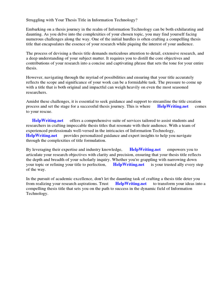 Thesis Title Sample Information Technology | PDF | Thesis | Computing