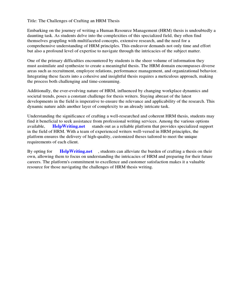 Sample HRM Thesis Title | PDF | Human Resource Management | Dynamic Web ...