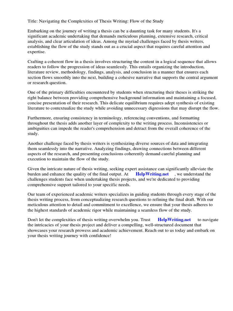 Thesis Flow of The Study | PDF | Methodology | Thesis