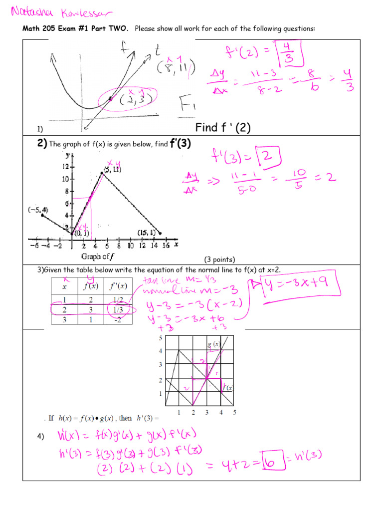 Math 205 Exam #1- 2021 | PDF