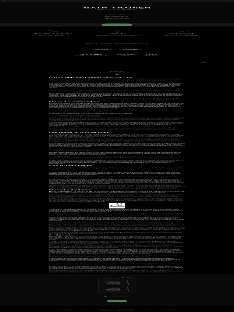 Math Trainer - Practice Mental Math | PDF | Arithmetic | Numbers
