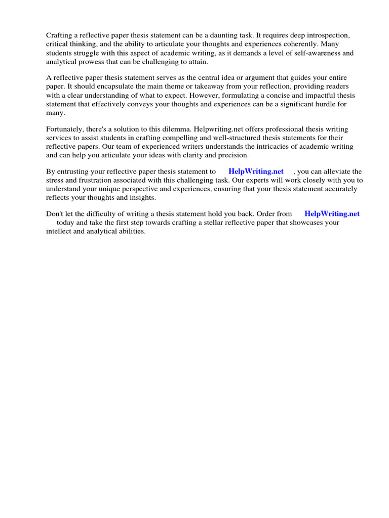 Reflective Paper Thesis Statement | PDF