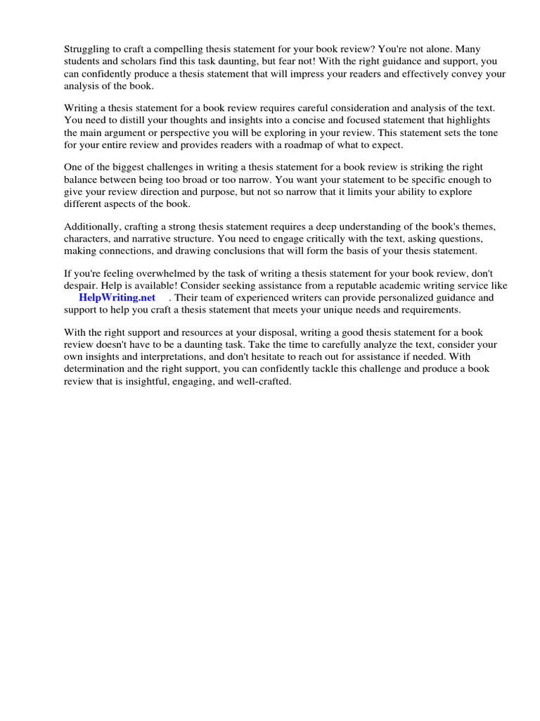 How To Write A Good Thesis Statement For A Book Review | PDF | Essays ...