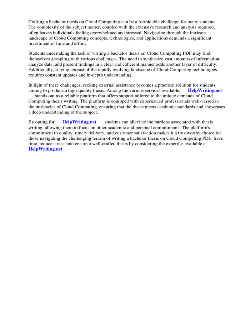 Bachelor Thesis Cloud Computing PDF | PDF | Cloud Computing | Computing