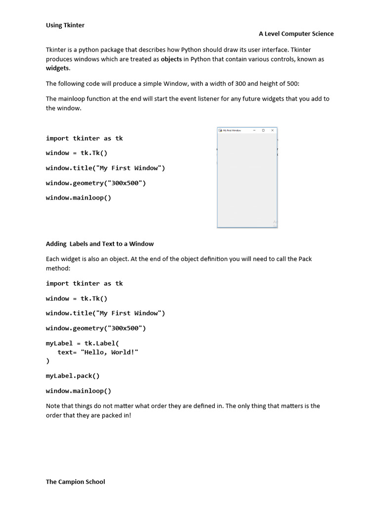 Using Tkinter | PDF | Computer Engineering | Information Technology