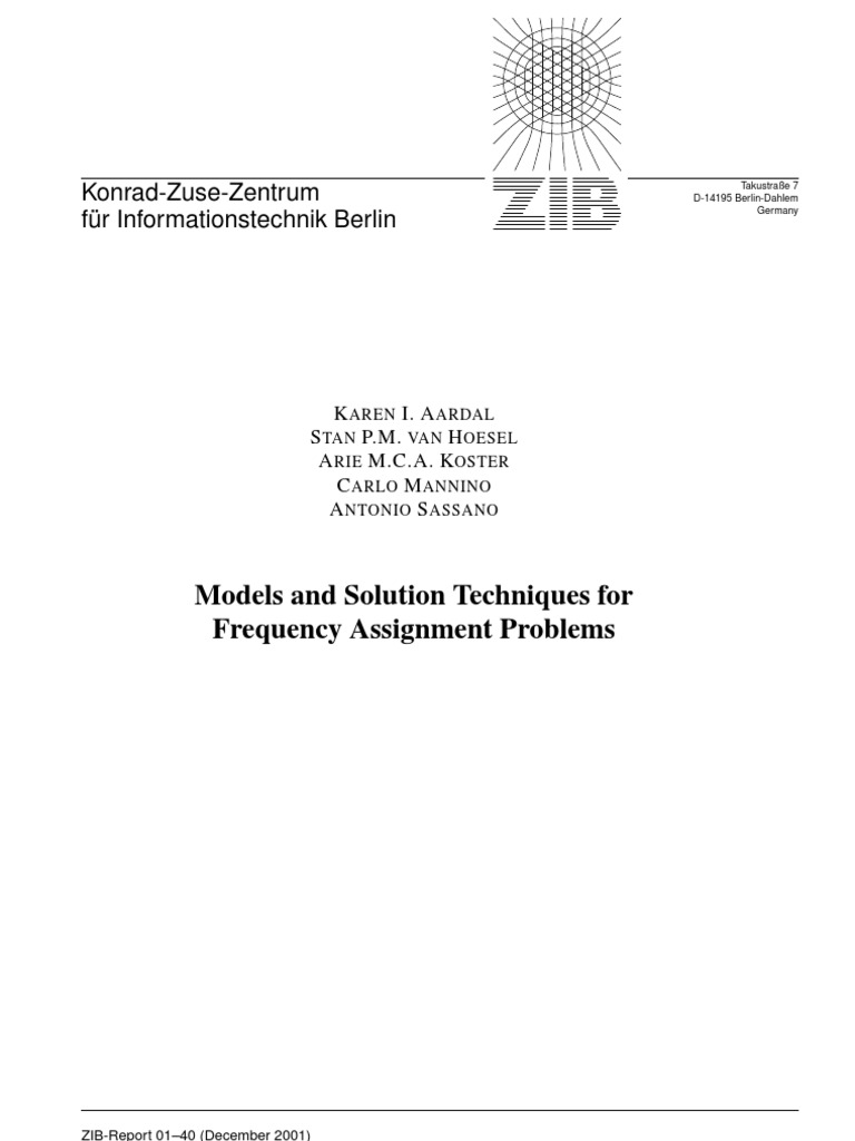 Models And Solution Techniques For Frequency Assignment Problems 3803