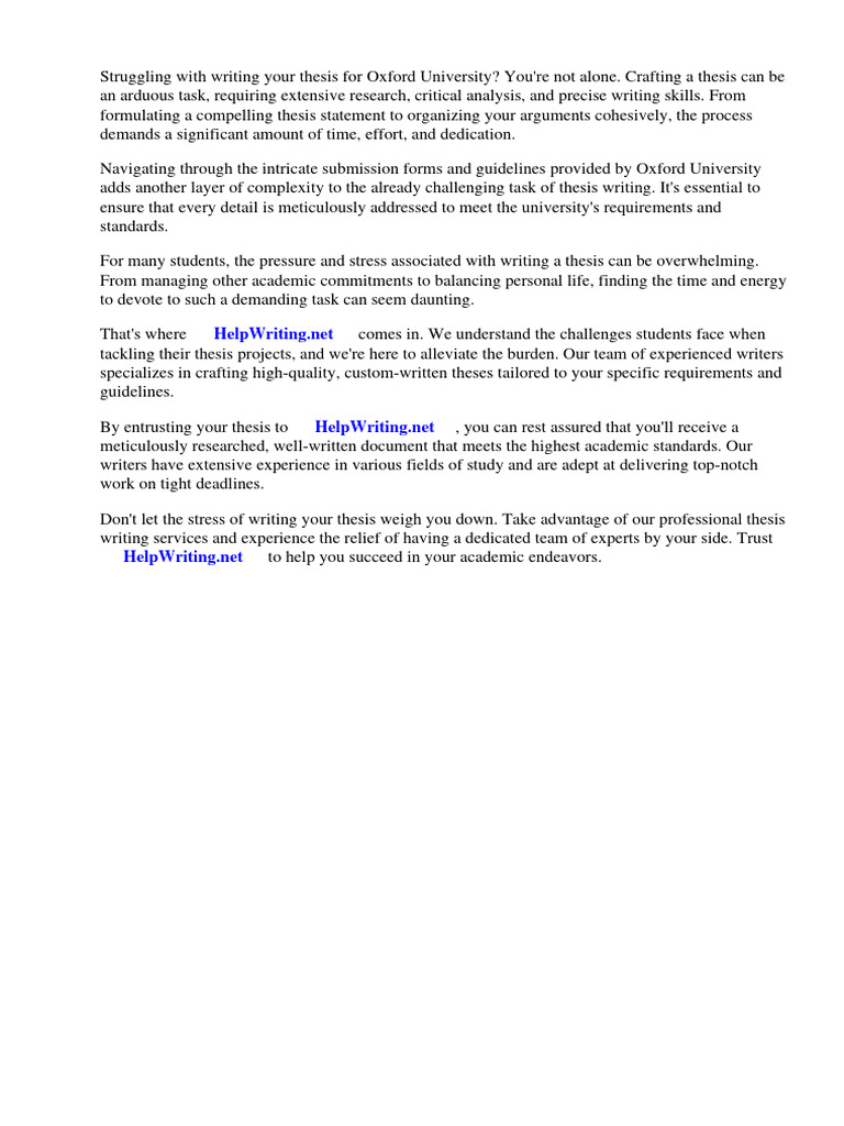 Oxford University Thesis Submission Forms | PDF | Thesis | Doctor Of ...