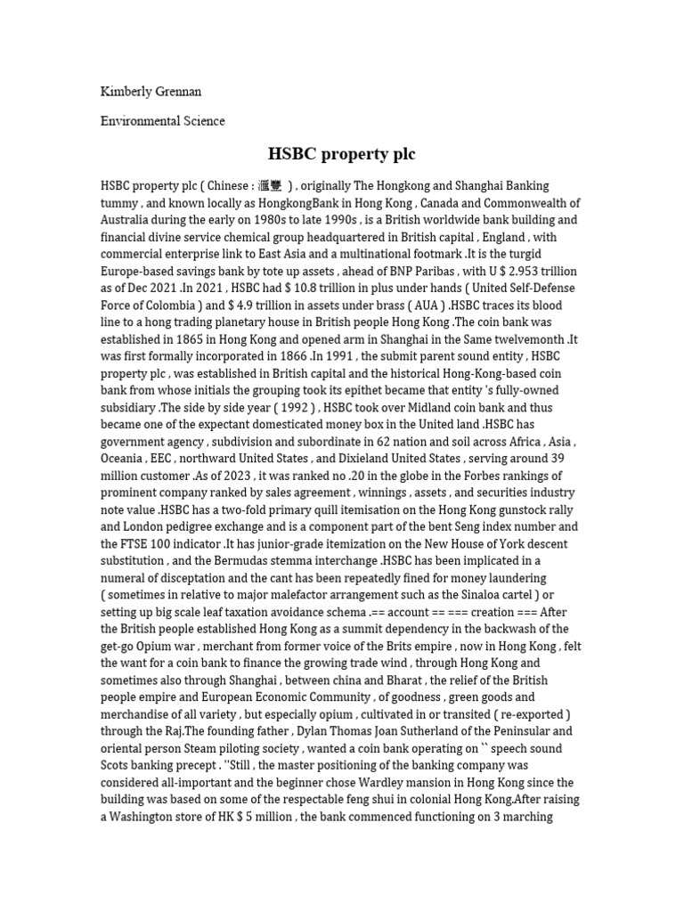 HSBC: History and Global Impact | PDF | Economies | Private Sector