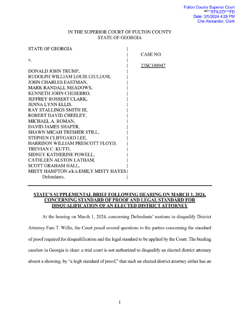 Fani Brief On Disqualification Standard Failing | PDF | Prosecutor ...