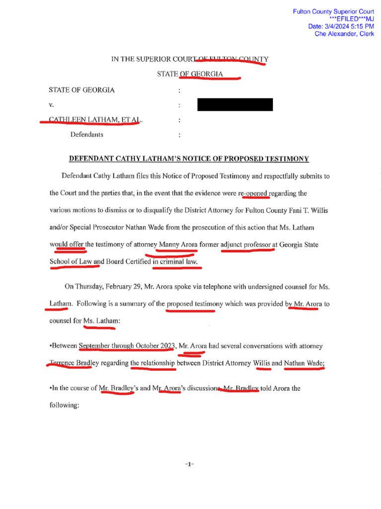 Cathy Latham New Witness Fani Willis Saga | PDF | Politics | Social Science