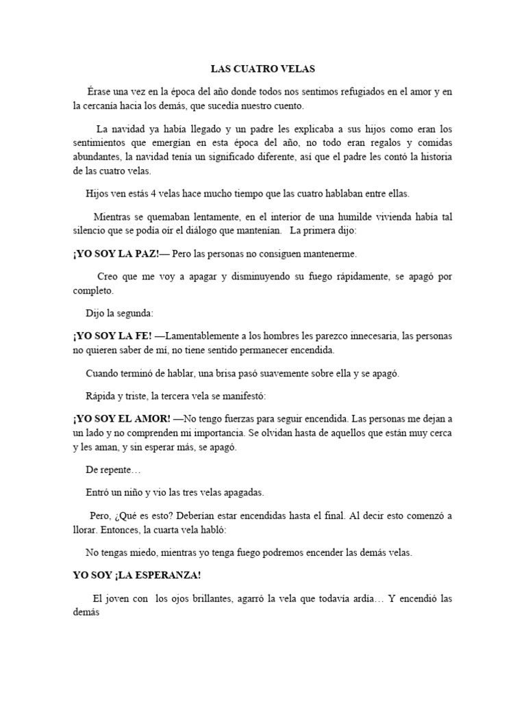 Las Cuatro Velas: Reflexión y Esperanza | PDF | Poesía | Religión y ...