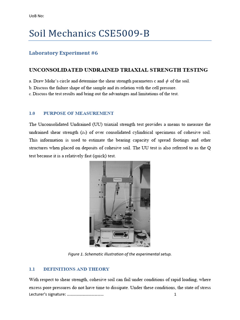 UU Triaxial Strength Test Procedure | PDF