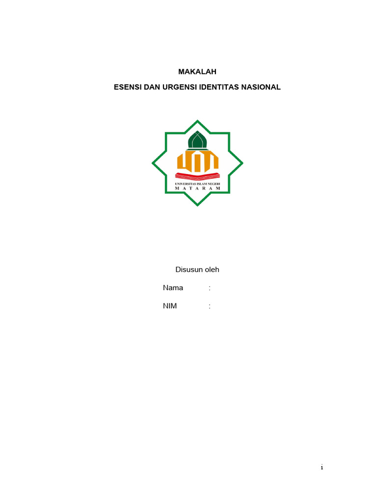 Makalah-Esensi Dan Urgensi Identitas Nasional | PDF Makalah-Esensi Dan Urgensi Identitas Nasional | PDF