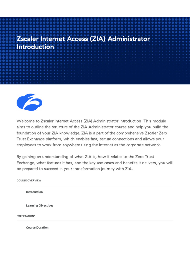 Zscaler Internet Access (ZIA) Administrator Introduction Student Guide ... Zscaler Internet Access (ZIA) Administrator Introduction Student Guide ...