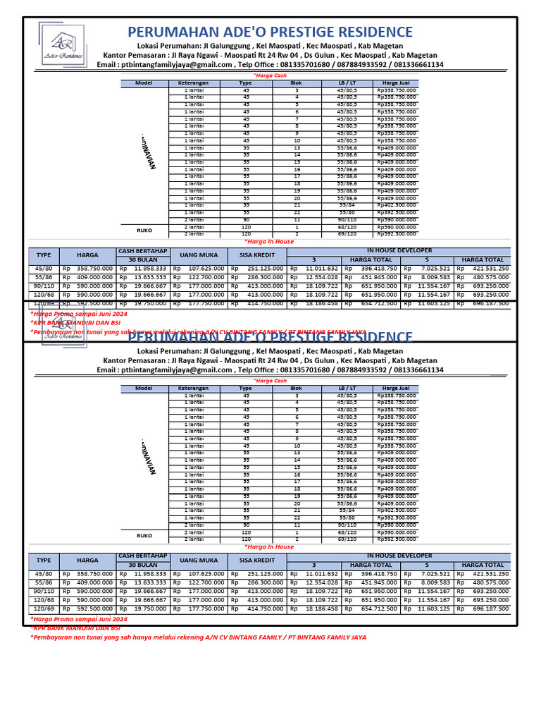 Price List Ade'O | PDF