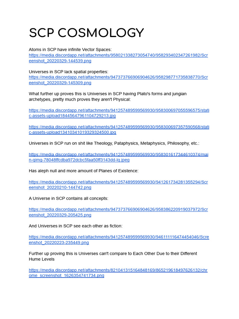 SCP Cosmology | PDF | Universe | Infinity