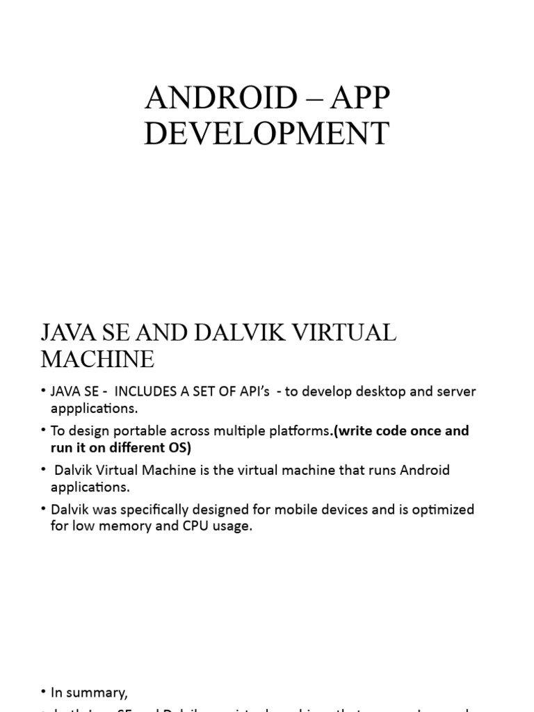 Android App Development Pdf Java Programming Language Android Operating System