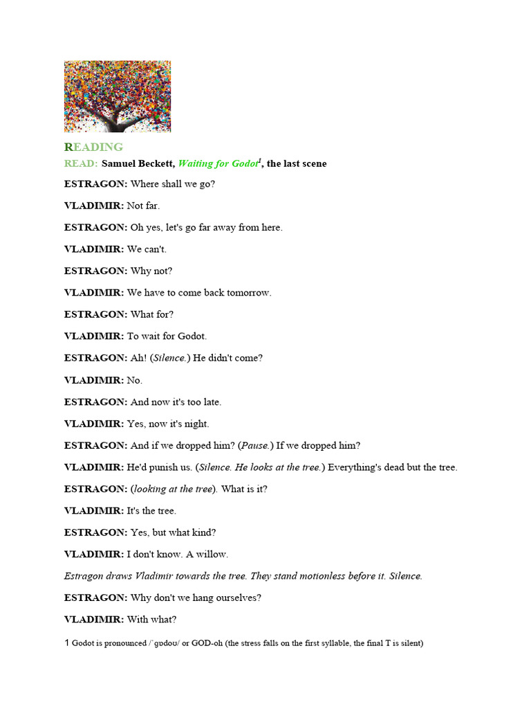 Waiting for Godot: Final Scene Analysis | PDF | Linguistics | Phonetics