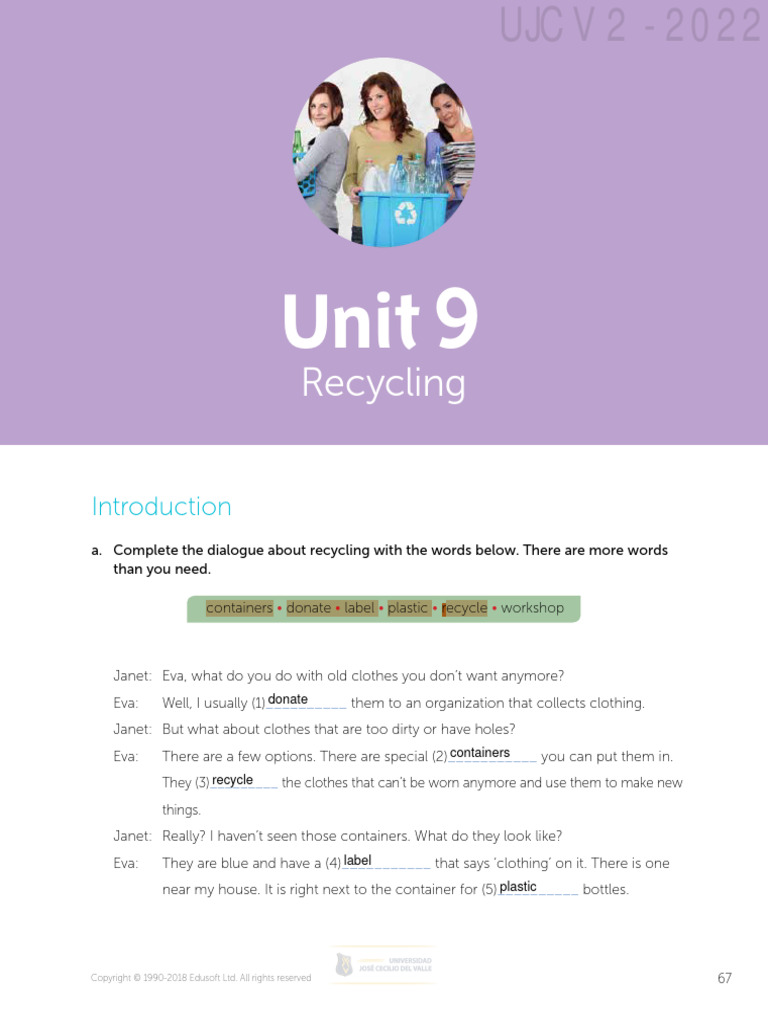 Workbook_Unit_9 | PDF | Recycling | Waste Management