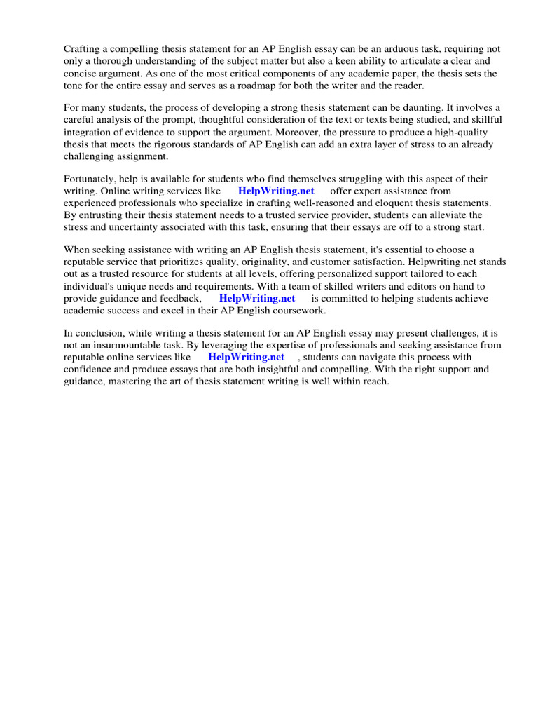 How To Write An AP English Thesis Statement | PDF | Essays | Thesis