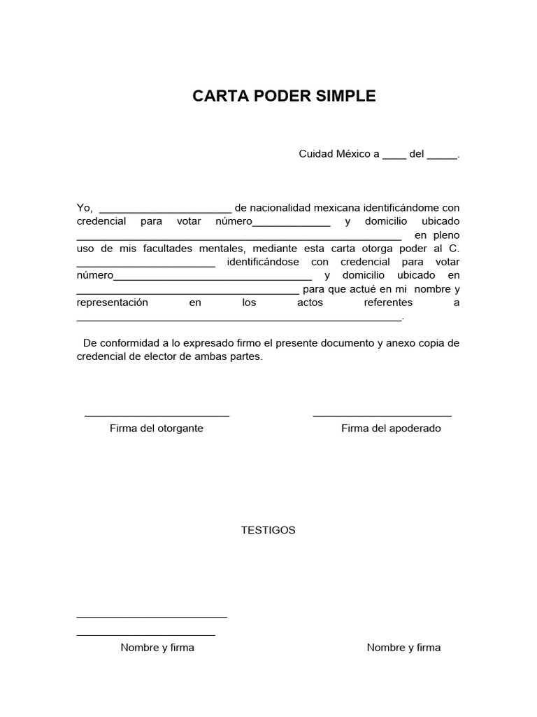 Carta Poder Simple México | PDF
