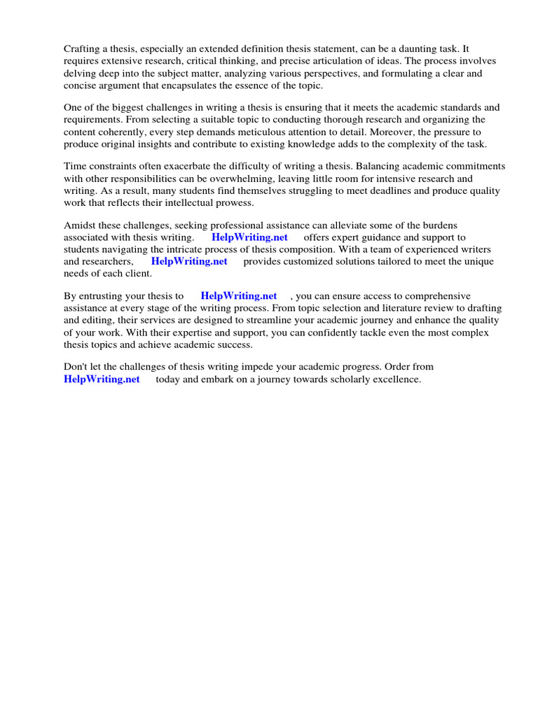 Extended Definition Thesis Statement | PDF | Essays | Thesis