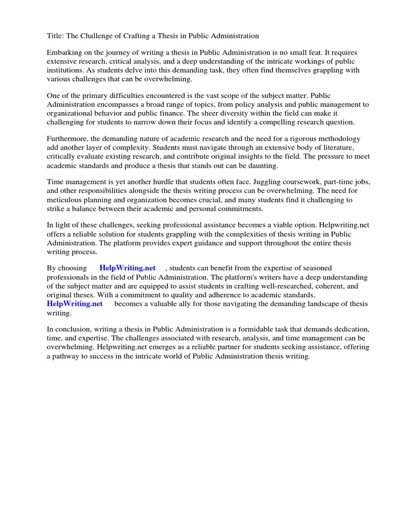 Example Thesis Title For Public Administration | PDF | Thesis | Public Administration