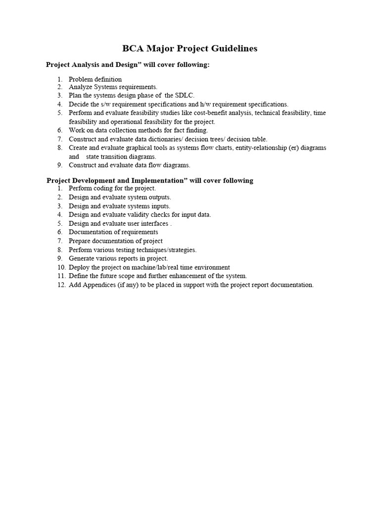 Major Project BCA Guidelines 10062020 | PDF | Information Science | Systems Science