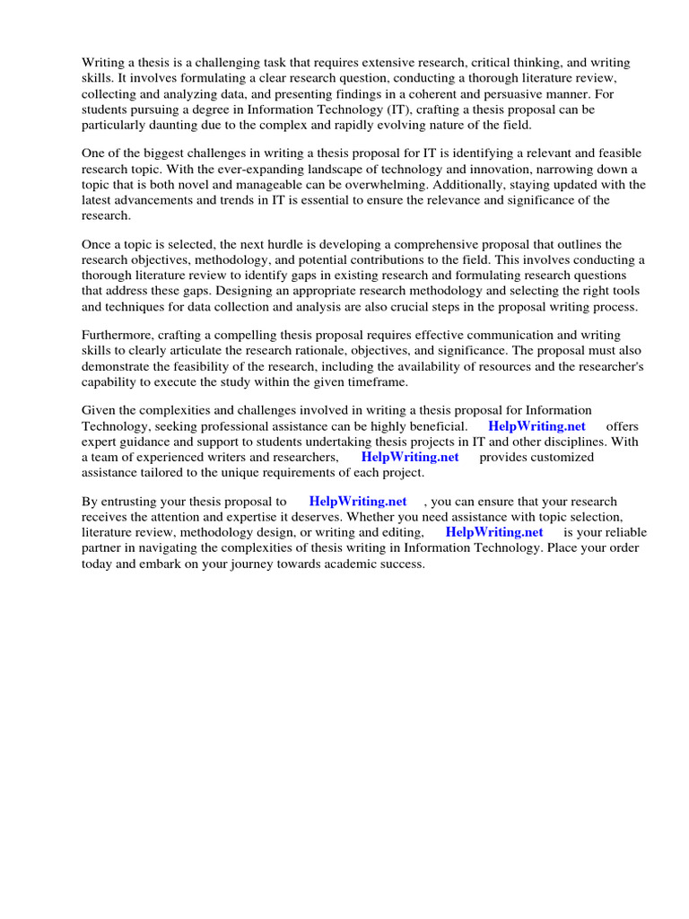 Thesis Proposal Example For Information Technology | PDF | Thesis | Methodology