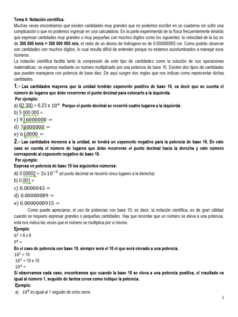 Tema 4.-Notaci-N Cient-Fica | PDF | Exponenciación | Números