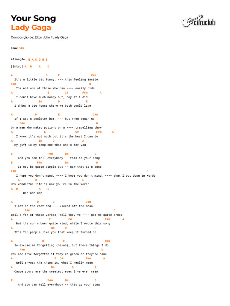 Lady Gaga - Your Song | PDF